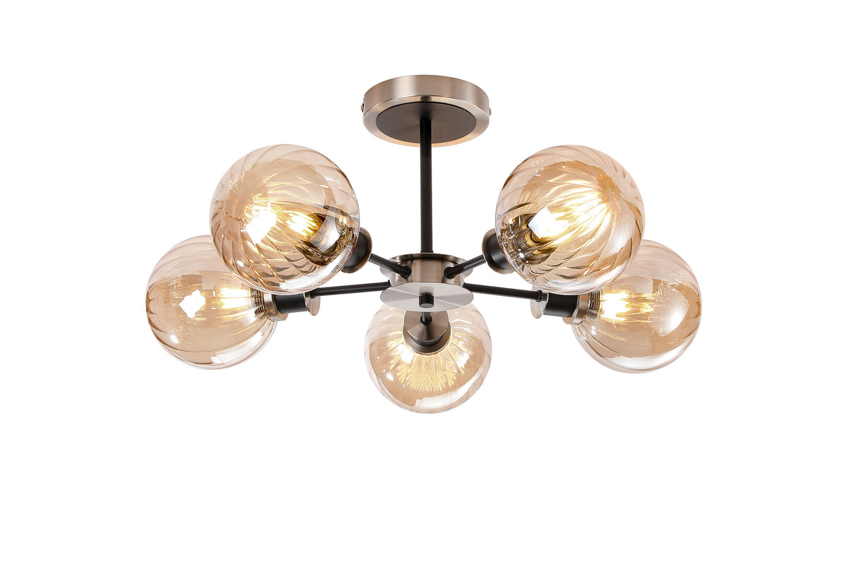 Duncan 5 Semi Flush (Various Glass Options) — Exclusive Lighting Ltd